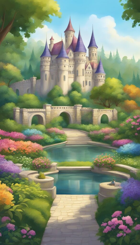 50+ Castle Garden Background Illustrations (Free Download) - Trails and ...