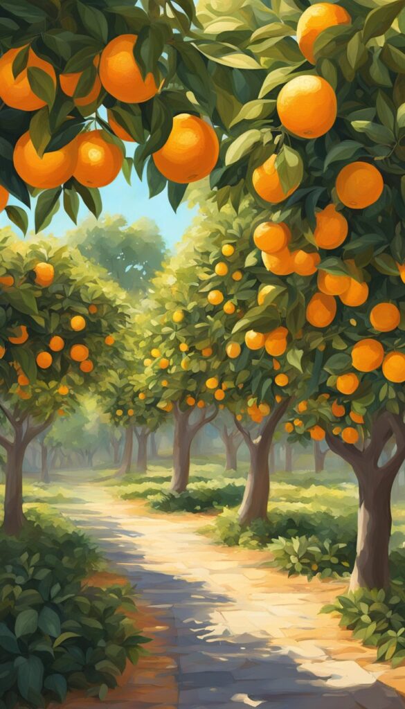 50+ Orange Fruit Tree Garden Illustration Backgrounds (Free, High-Res ...