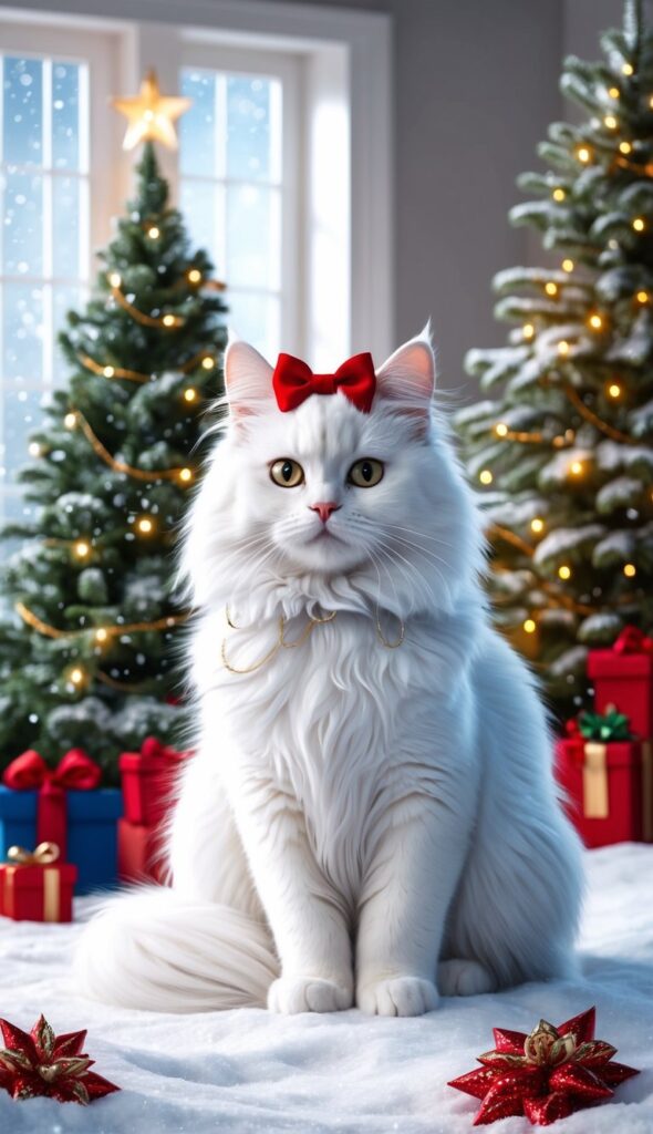 20 Christmas Cat Backgrounds, Phone Wallpapers, Illustrations (High-Res ...